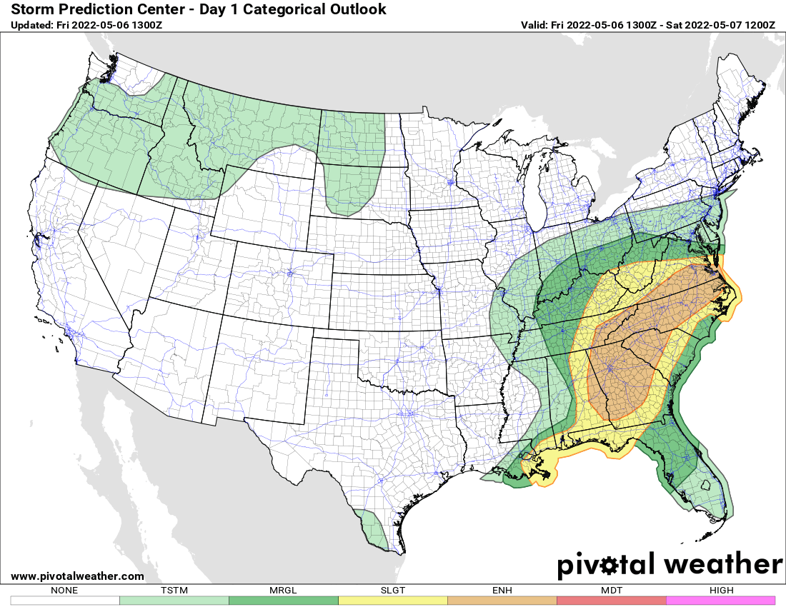 More tornadoes and severe weather are possible for the Southeast today ...